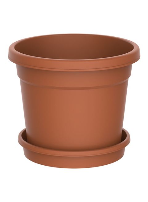 Cosmoplast Plastic Round Flower Pot With Tray Terracotta 10inch price ...