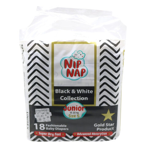 Buy Nip Nap Black And White Collection Baby Diapers Junior Size 5 18 ...