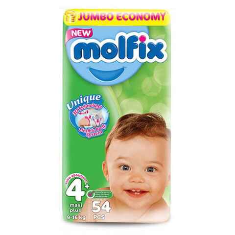 Molfix 3D Maxi Plus Jumbo Size 4+ Baby Diapers 54 Count price in UAE ...