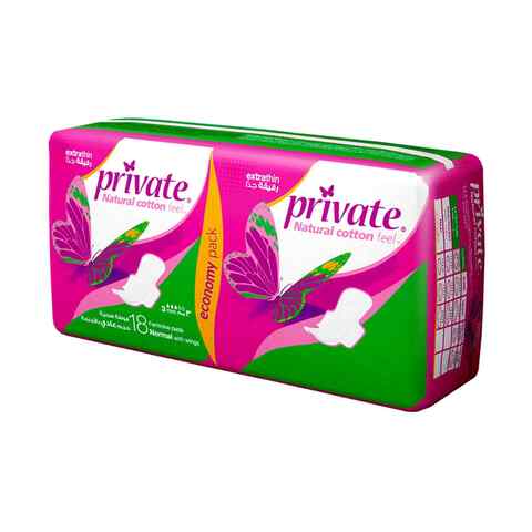 Private Extra Thin Normal Sanitary Pads With Wings White 18 Pads price ...