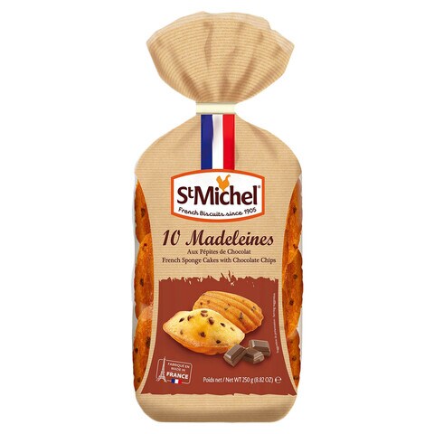 St Michel 10 Madeleines French Sponge Cakes With Chocolate Chips 250g ...
