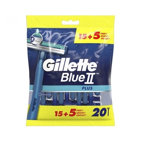 Gillette Blue II Plus Men Disposable Razors, 15+5 Pack price in Kuwait ...