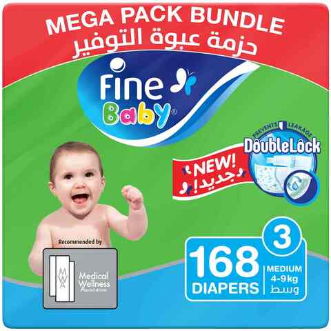 Fine Baby Diapers, Size 3 Medium 4–9kg, Mega Twin Pack, 84x2, 168 ...
