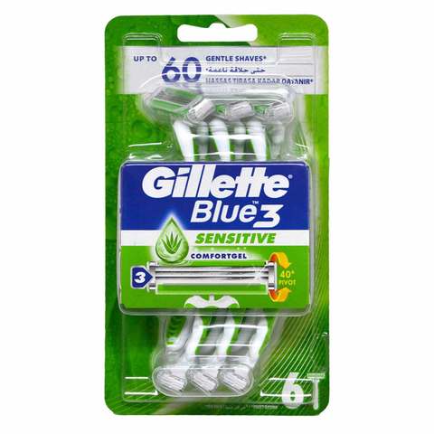 Gillette Blue Iii Sensitive Disposable Razor Multicolour 6 Razors price ...
