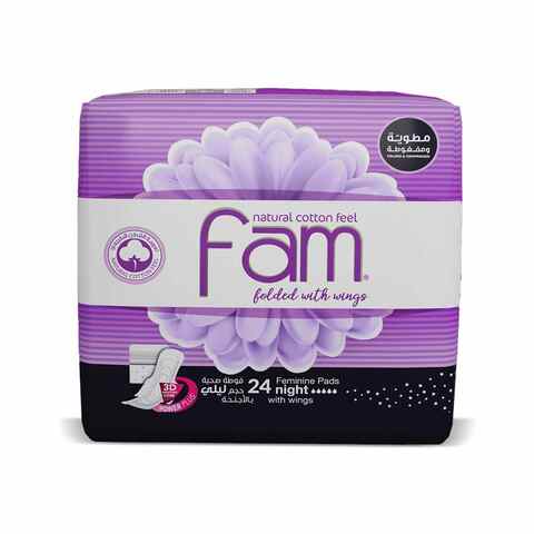 Fam Maxi Sanitary Pad Folded With Wings Night White 24 Pads price in ...