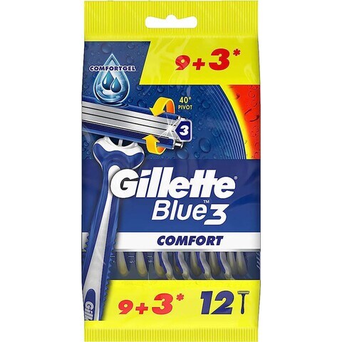 Gillette Blue 3 Comfort Disposable Razor 12 Pieces price in Kuwait ...
