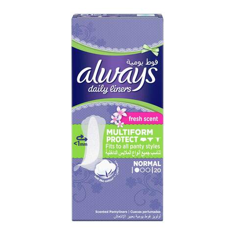 Always Multiform Protect Daily Liners Slim Pantyliners White 20 ...