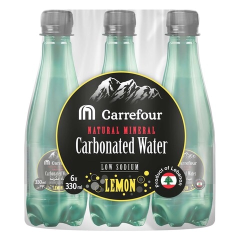Carrefour Natural Mineral Sparkling Lemon Carbonated Water 330ml Pack of 6 price in UAE ...
