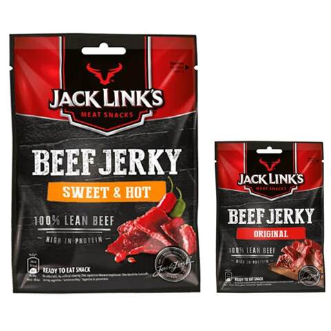 Jack Links Meat Snacks Beef Jerky Sweet And Hot Chips 70g With Beef Jerky Original Chips 25g ...