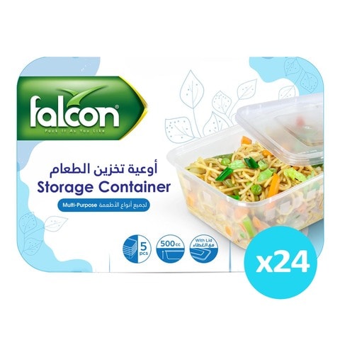 Falcon Multi-Purpose Storage Container With Lid Clear 500ml Pack of 120 ...