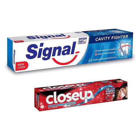 Signal Toothpaste Cavity Fighter - 120 Ml + Close Up Toothpaste Red Hot ...