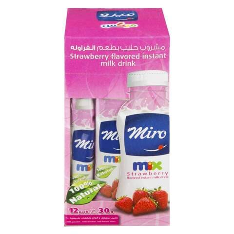 Miro Strawberry Flavored Instant Milk Drink Powder - 30 gram - 12 Count ...