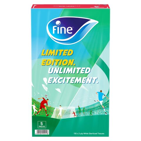 Fine Classic Soft Sterilized White Facial Tissues White 150 countx5 ...