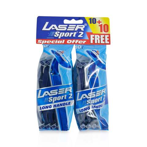 Laser Sport 2 Long Handle Disposable Razors Blue 20 Razors price in UAE ...