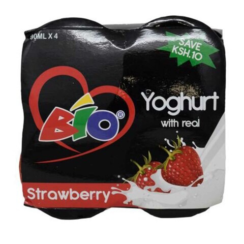 Buy Bio Strawberry Yogurt 90ml x Pack of 4 Online - Carrefour Kenya