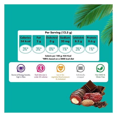 Buy Chocodate No Added Suagr Dark Chocolate Dates With Almonds 100g ...