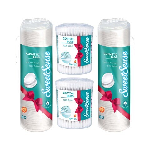 Sweet Sense Cotton Cosmetic Pads 160 count With Buds White 200 count ...