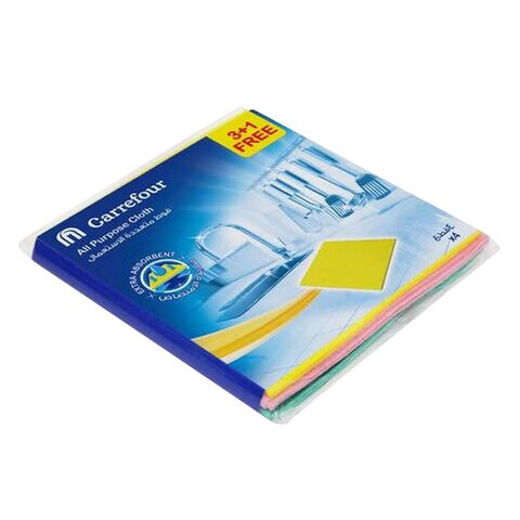 Buy Carrefour All Purpose Cleaning Cloth 3 Pieces + 1 Piece Free Online ...