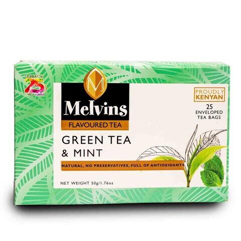Buy Melvins Green Tea With Mint Tea Bags 25'S Online - Carrefour Kenya