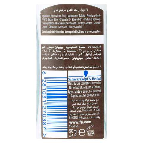 Fa Roll-on Deodorant with Mint and Bergamot Scent for Men - 50 ml ...