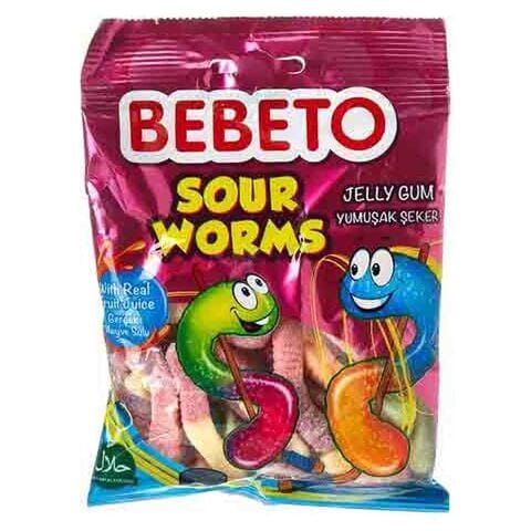 Bebeto Sour Worms Jelly Gums 80g price in UAE | Carrefour UAE ...