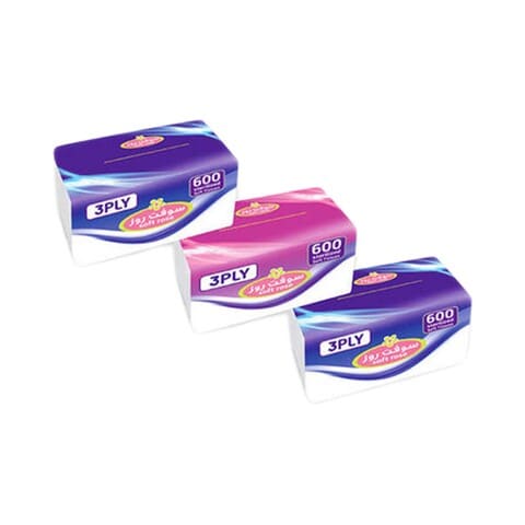 Soft Rose Facial Tissues - 600 Tissue - 3 Packs Online | Carrefour Egypt