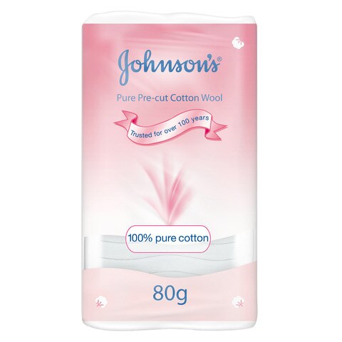 Johnsons Pure Pre-Cut Cotton Wool White 80g Pack of 12 price in UAE ...
