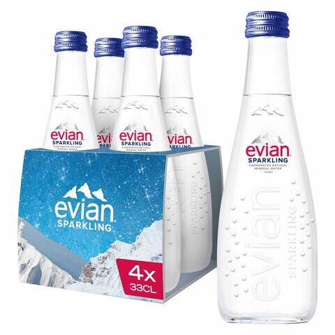 Evian Sparkling Natural Mineral Drinking Water 330ml Pack of 4 price in UAE | Carrefour UAE ...