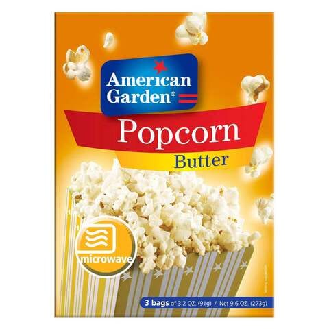 American Garden Microwave Butter Popcorn Gluten-Free 273g (3 Bags of ...
