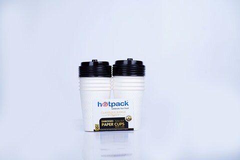 سعر Hotpack - White Embossed Paper Cups +Lid 12 Oz 10 Pcs فى الامارات ...