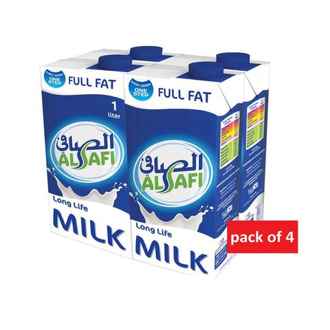 Buy Al Safi Long Lfe Milk Full Fat 1L × 4 Online - Shop Fresh Food on ...