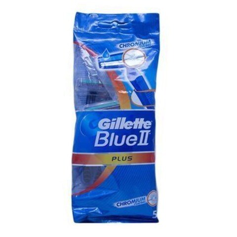 Buy Gillette Blue II Plus Men's Disposable Shaving Razor 5 Piece Online ...