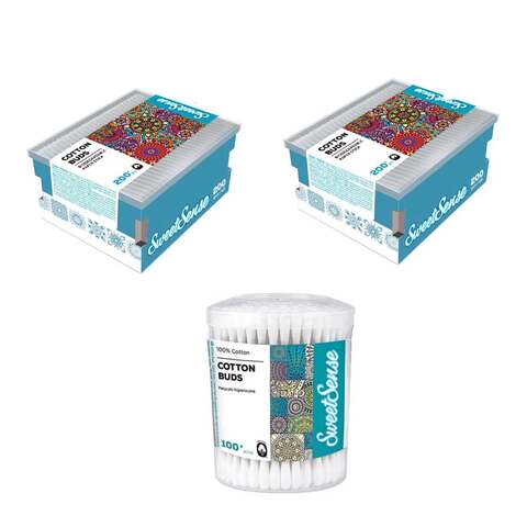 Sweet Sense Cotton Buds 200 countx2 With Buds White 100 count price in ...