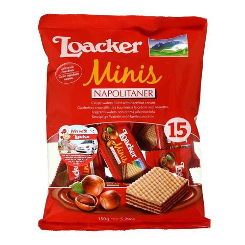 Loacker Minis Napolitane Crispy Wafers with Hazelnut (15x10g) price in ...