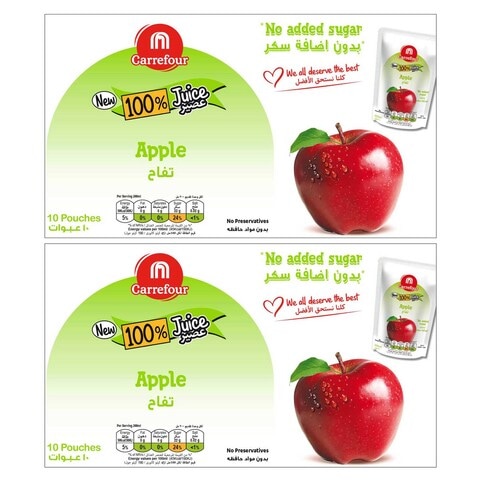 Carrefour No Added Sugar Apple Juice 200ml Pack of 10 price in UAE ...