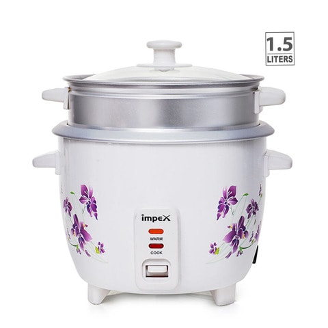 Impex electric rice cooker, 500W, 1.5L, RC2802, White price in Saudi ...
