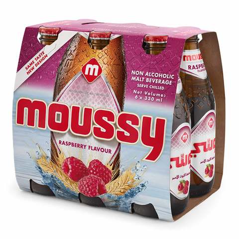 Moussy Raspberry Flavour Non-Alcoholic Malt Beverage 330ml Pack of 6 ...