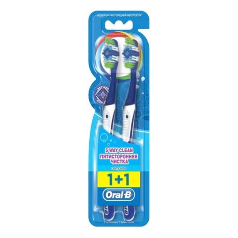 Oral-B Complete 5 Way Clean Medium Manual Toothbrush Multicolour 2 PCS ...