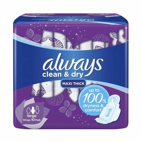Always Dryness And Comfort Thick Large Sanitary Pads With Wings White ...