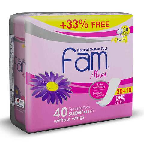 Buy Fam Maxi Sanitary Pad without Wings Super 30 pads- 33% Online ...