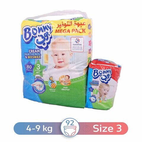 Bonny Junior Diapers Mega Pack - Size 3 - 80 + 12 Diapers price in ...