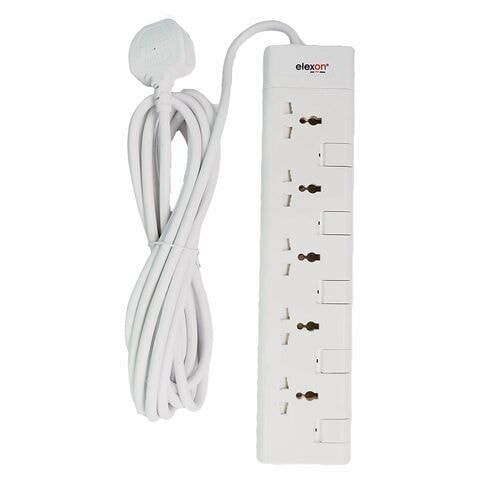 Elexon 5-Way Power Extension Socket 13A El-903S White 3m price in UAE ...