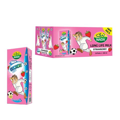 Nada Azzoz Milk Long Life Strawberry Flavored 200ml 18 Pieces price in ...