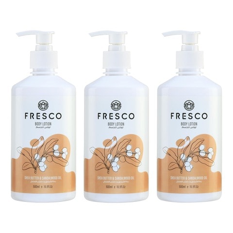 Fresco Shea Butter And Sandalwood Oil Body Lotion White 500ml Pack of 3 ...