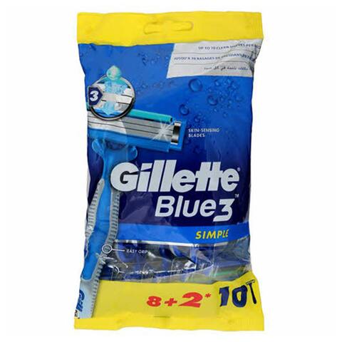 Gillette Razor Disposable Blue 3 Simple 8 + 2 Free price in Saudi ...