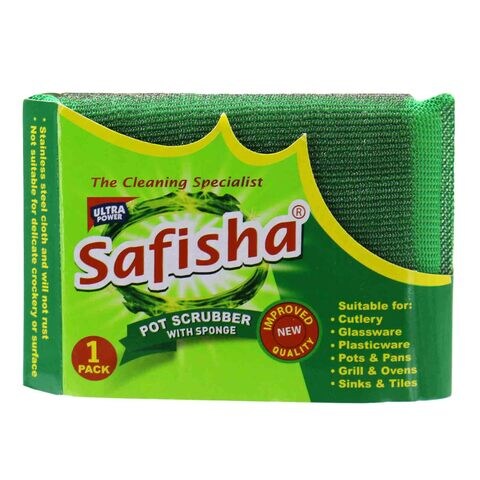Buy SAFISHA POT SCRUBBER WITH SPONGE 1 Online - Carrefour Kenya
