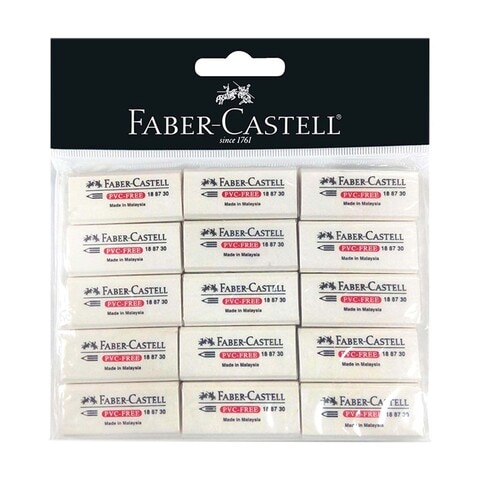 Faber-Castell PVC Free Eraser Set White Pack of 15 price in UAE ...