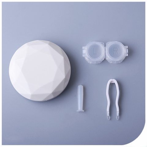 COOLBABY-Geometric Prismatic Plastic Contact Lens Case for Women Holder ...