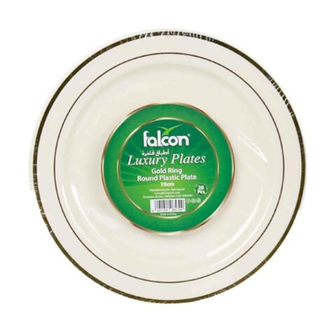 Falcon Luxury Gold Ring Round Plastic Plate White 19cm 20 PCS price in ...