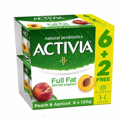 Activia Full Fat Peach And Apricot Stirred Yoghurt 120g Pack of 8 price ...